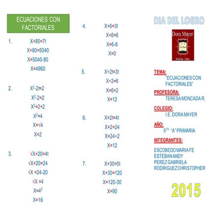 ECUACIONES CON FACTORIALES | DOCX