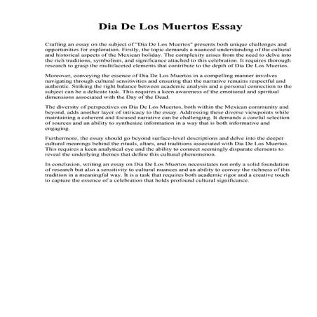 Dia De Los Muertos Essay. Cornish College of the Arts | PDF