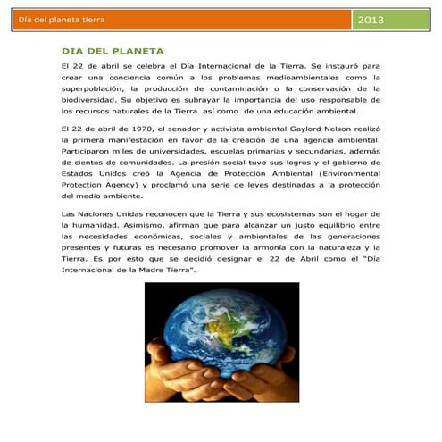 Dia del planeta tierra | DOCX