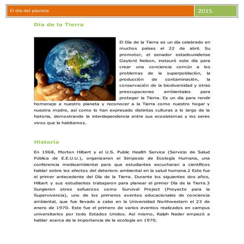 Dia del planeta tierra | DOCX