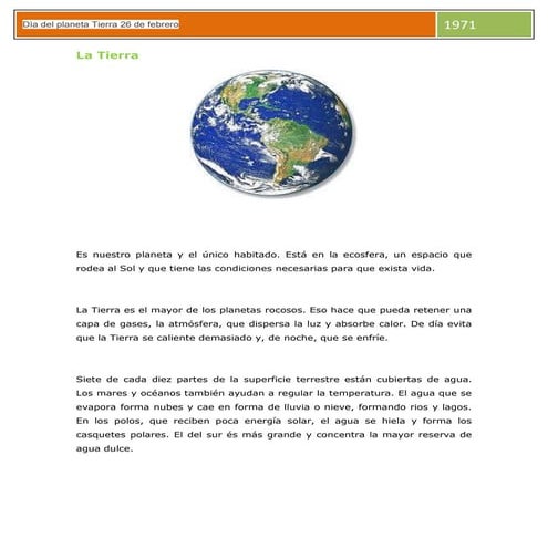 La tierra es nuestro planeta | DOCX