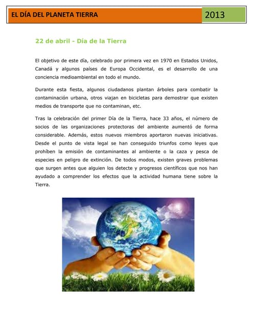 Dia del planeta Tierra | PDF