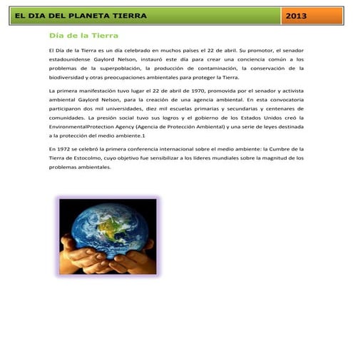 Dia del planeta tierra | DOCX