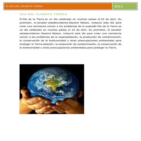 Día del planeta tierra | DOCX