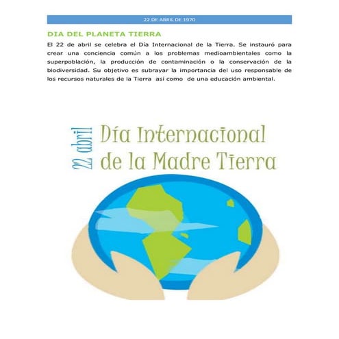 Dia del planeta tierra | DOCX