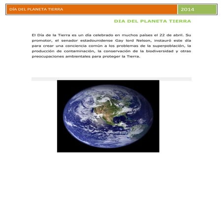 Día del planeta tierra | DOCX