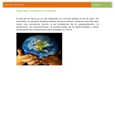 Dia del planeta tierra | DOCX