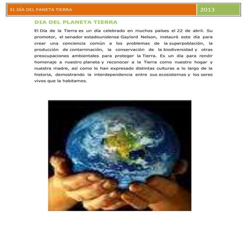 Dia del planeta tierra | DOCX