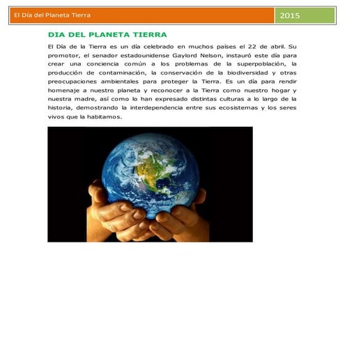 Día del planeta tierra dn | DOCX