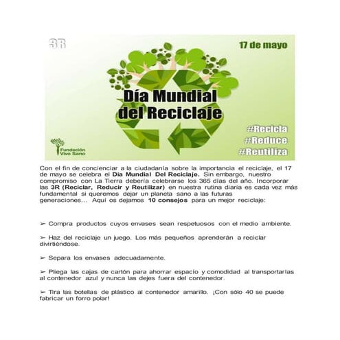 Dia mundial del reciclaje | DOCX