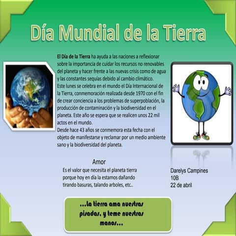 Dia d la tierra 3 diapositiva | PPTX