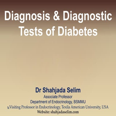 Diagnostic Tests of Diabetes | PPT
