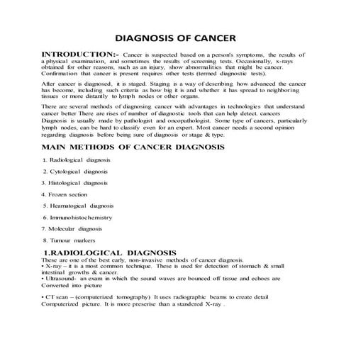 Diagnosis of cancer | DOCX