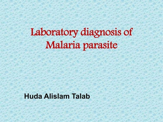 Malaria diagnosis, rd ts vs microscopy | PPT