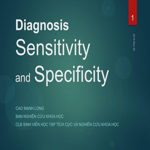 Diagnosis, sensitivity and specificity | PDF