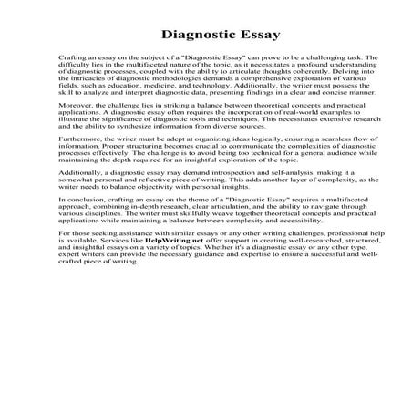 Diagnostic Essay. Georgia State University | PDF