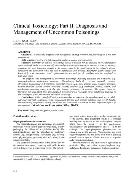 Organophosphate poisoning and its management (Clinical Toxicology) | PPTX