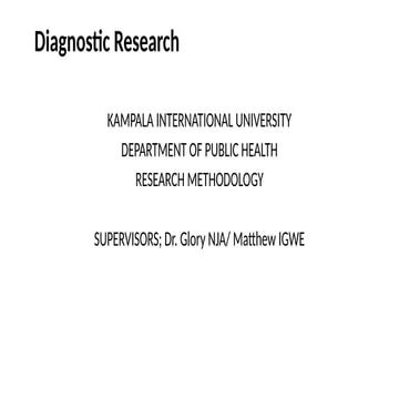 Diagnostic research-1-1 for Master in medecine | PPTX