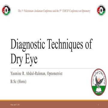 Diagnostic techniques of dry eye | PPTX