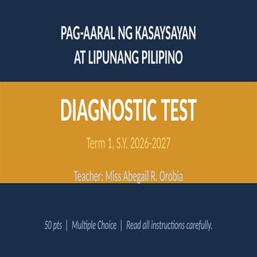 Comprehensive Diagnostic Test on Philippine History and Society for S.Y ...
