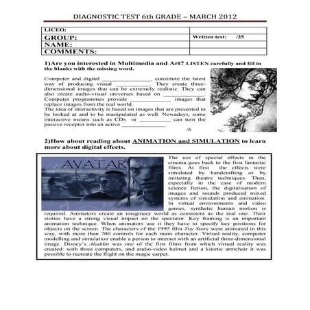 Diagnostic test 6th grade2012 | PDF