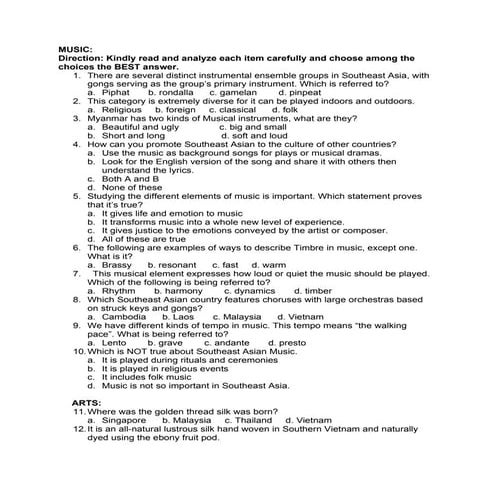 MAPEH Diagnostic test for Grade 8 - Multiple choice.docx