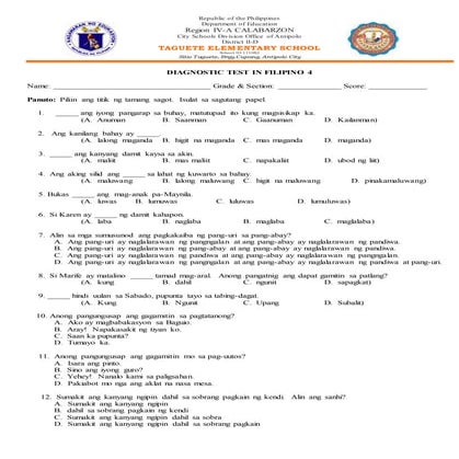DIAGNOSTIC TEST IN FILIPINO.docx