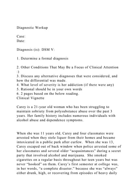 Example SA Assessment Diagnosis | PDF | Illegal Drugs, Tobacco ...