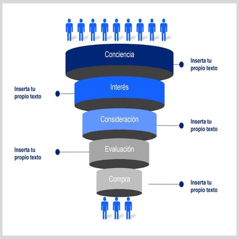 Diagrama de embudo de Marketing en PowerPoint - 5 etapas | PPT
