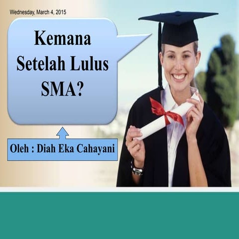 Presentation "Ke Mana Setelah Lulus SMA?" by Diah Eka Cahyani XII IPA 3 ...