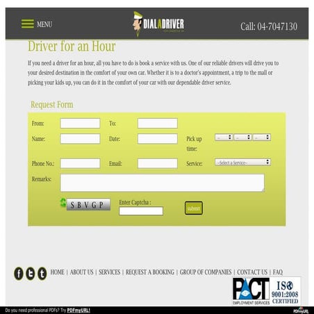Dial a driver request a booking for driver | PDF