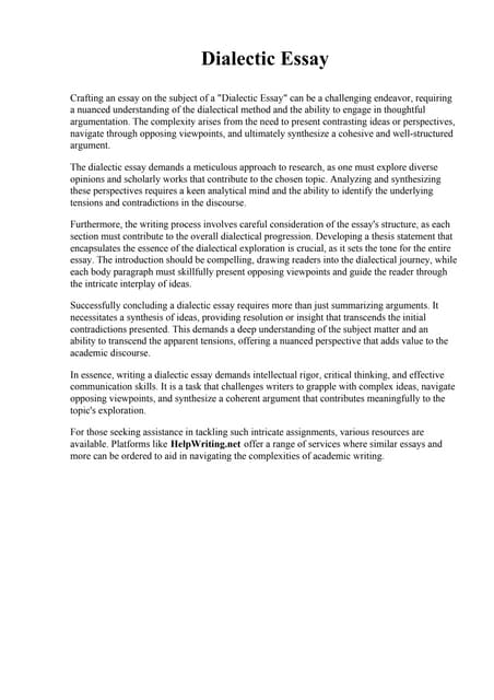 Dialectic Essay Davidson Davie Community College Pdf