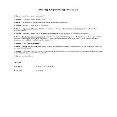 Dialog expressing attitude | DOC | Business | Business and Finance