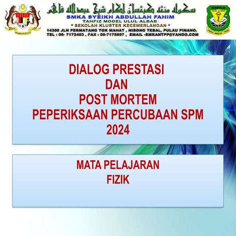 slide dialog prestasi dan post mortem percubaan | PPTX