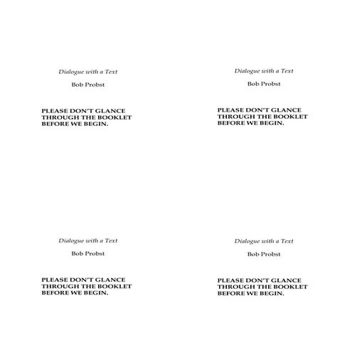 Dialogue booklet by bob probst | PDF