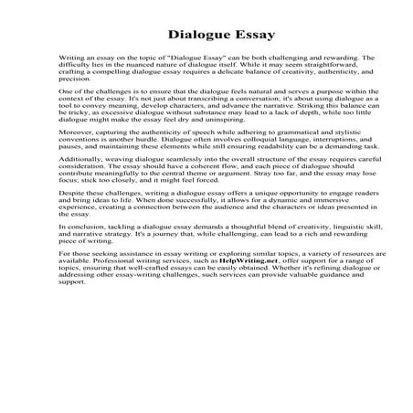 Dialogue Essay. James Madison University | PDF