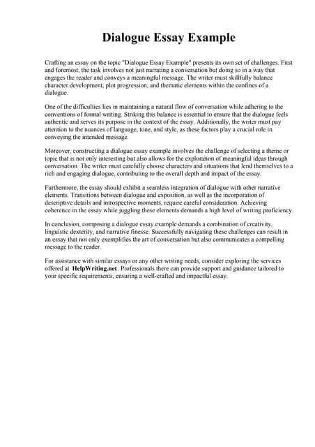 Example Of Dialogue Essay. Lindenwood University | PDF