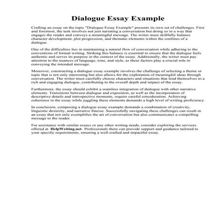 Dialogue Essay Example | PDF | Screenwriting | Content Production