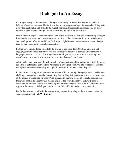 Example Of Dialogue Essay. Lindenwood University | PDF