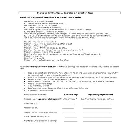 Dialogue writing tips 4theso | DOC