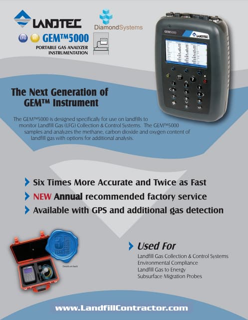 Landtec Biogas GEM™5000 With H2S | Portable Methane Detector | PDF
