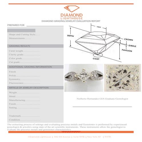 Diamond grading & jewelry evaluation report | PDF