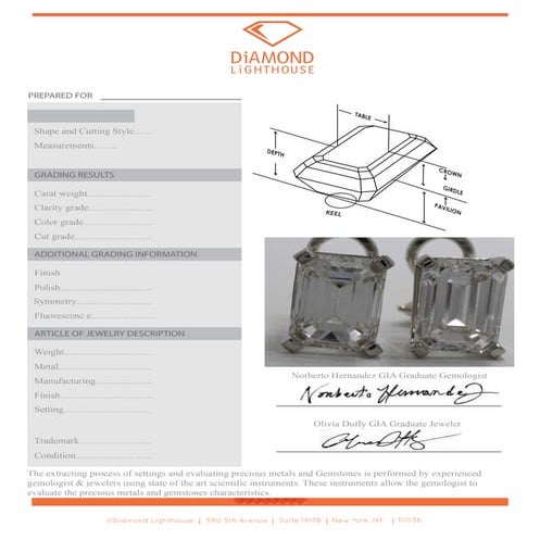 Diamond grading & jewelry evaluation report | PDF