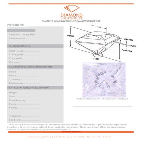 Diamond grading & jewelry evaluation report | PDF