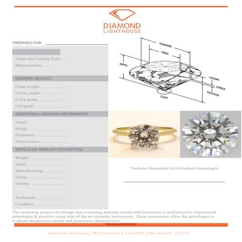 Diamond grading & jewelry evaluation report | PDF