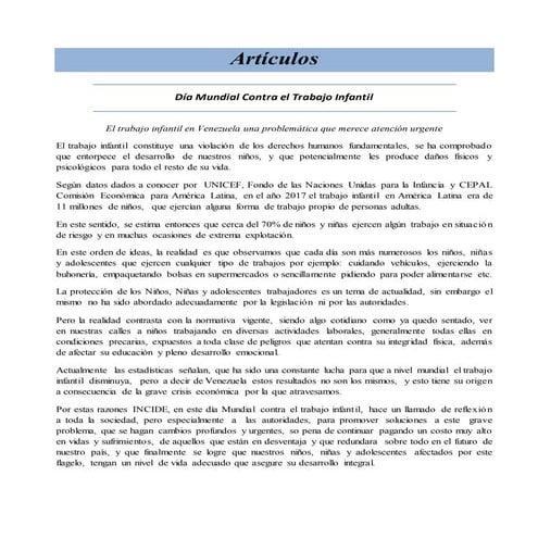 Dia mundial contra el trabajo infantil | DOCX