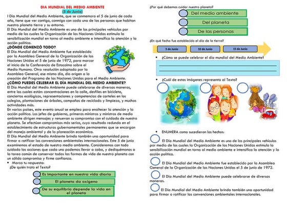 Actividad sobre el Día del medio ambiente | PDF