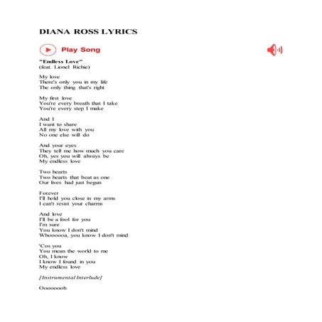 Diana ross lyrics | PDF