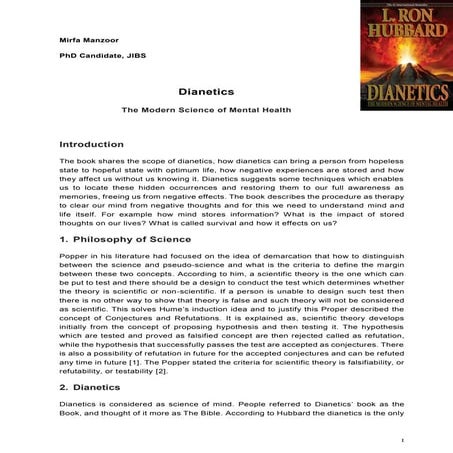 Summary of Book "Dianetics" | PDF