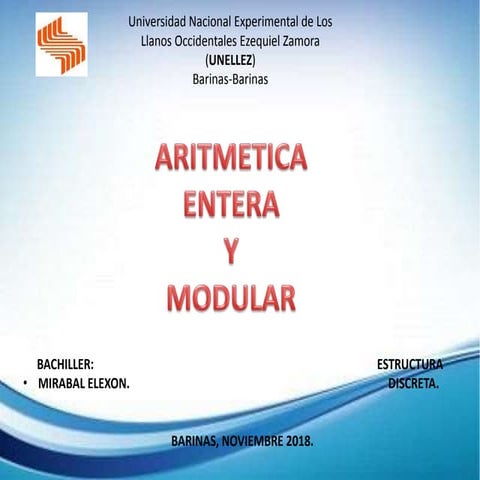 ELEXON MIRABAL (ARITMETICA MODULAR Y ENTERA) | PPTX